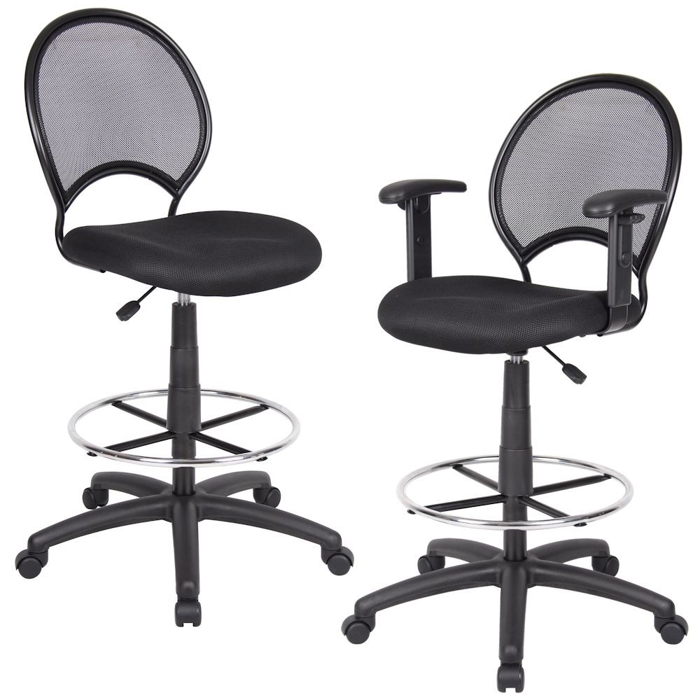 Black Mesh-Back Cashier Stool